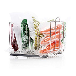 EVERIE Weighted Sous Vide Rack Divider, Improved Vertical Mount Stops Wobbling, 5 Detachable Stainless Steel Dividers and 2 Built-in Holder Dividers