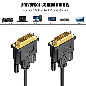 UVOOI DVI Cable 25FT, DVI to DVI-D Cable 25 Feet Long DVI Cord Support 1080P for Computer, PC, Laptop, Monitor, TV and Projector