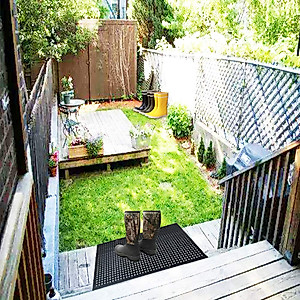 Anti-Fatigue Rubber Floor Mat - NANBOWANG Commercial Grade Grease Resistant Non-Slip Recycle Tyre Floor Mats for Restaurant Kitchen Bar Garden Outdoor Wet Area(36"x 36") Black