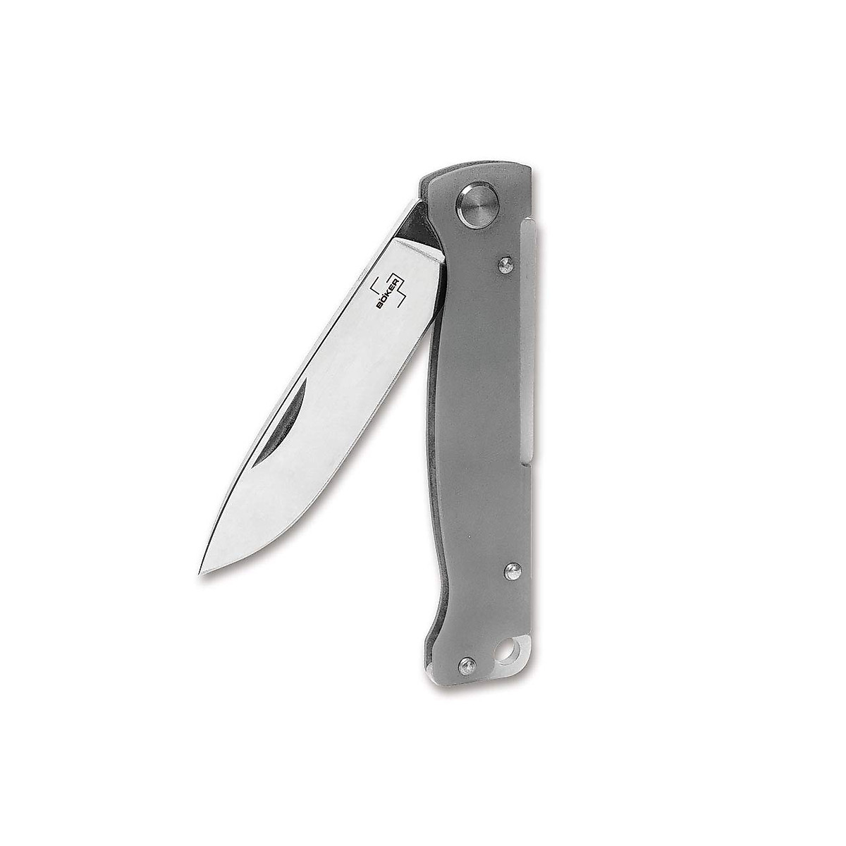 Boker Plus® Atlas SW - Slipjoint pocket knife with stainless steel handle scales - classic Folding knife with 12C27 blade - Slipjoint knife with knife case