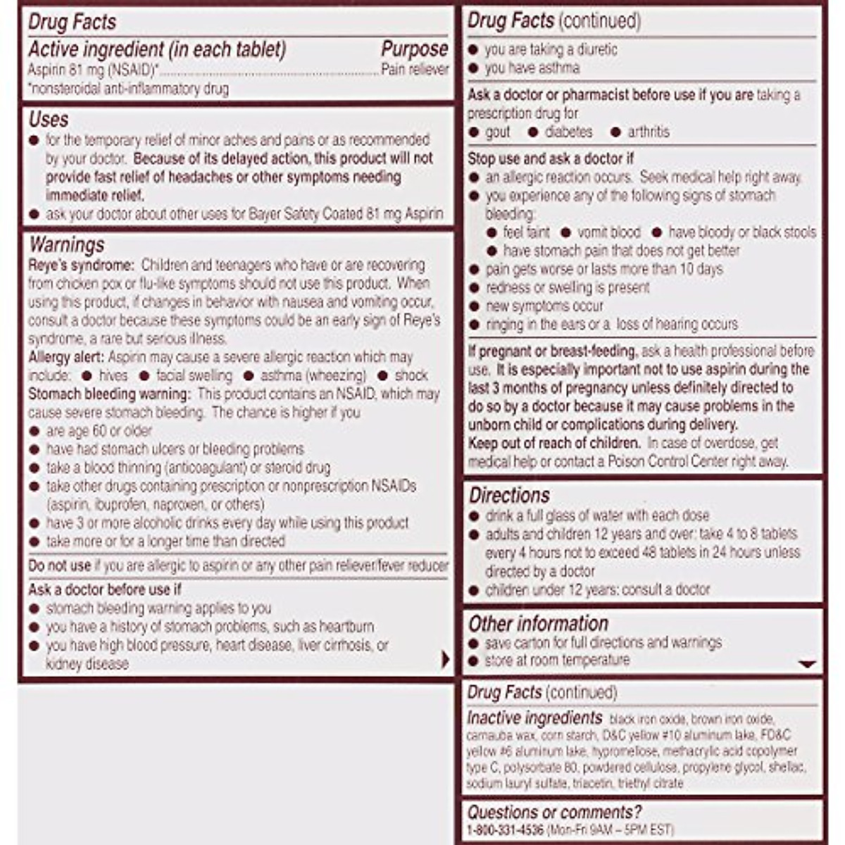 Aspirin Regimen Bayer, 81mg Enteric Coated Tablets, Pain Reliever/Fever Reducer, 120 Count