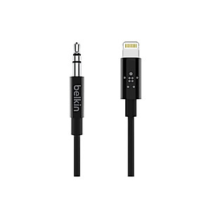 Belkin AV10172bt03-BLK 3.5mm Audio Cable With Lightning Connector, Black, Smartphone