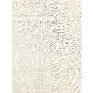 FABRICS FOREVER Faux Leather Crocodile Pearl Off White Upholstery Fabric by The Yard - 1 Yard 36 x 54’’ Wide | Alligator Vinyl Fabric Material Faux Leather Sheets for DIY, Upholstery Crafts