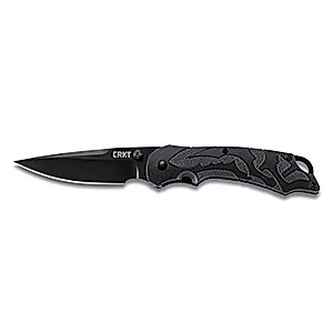 CRKT Moxie EDC Folding Pocket Knife: Assisted Opening Everyday Carry, Black Blade, Thumb Stud, Liner Lock, Textured Non Slip Handle, Pocket Clip 1100