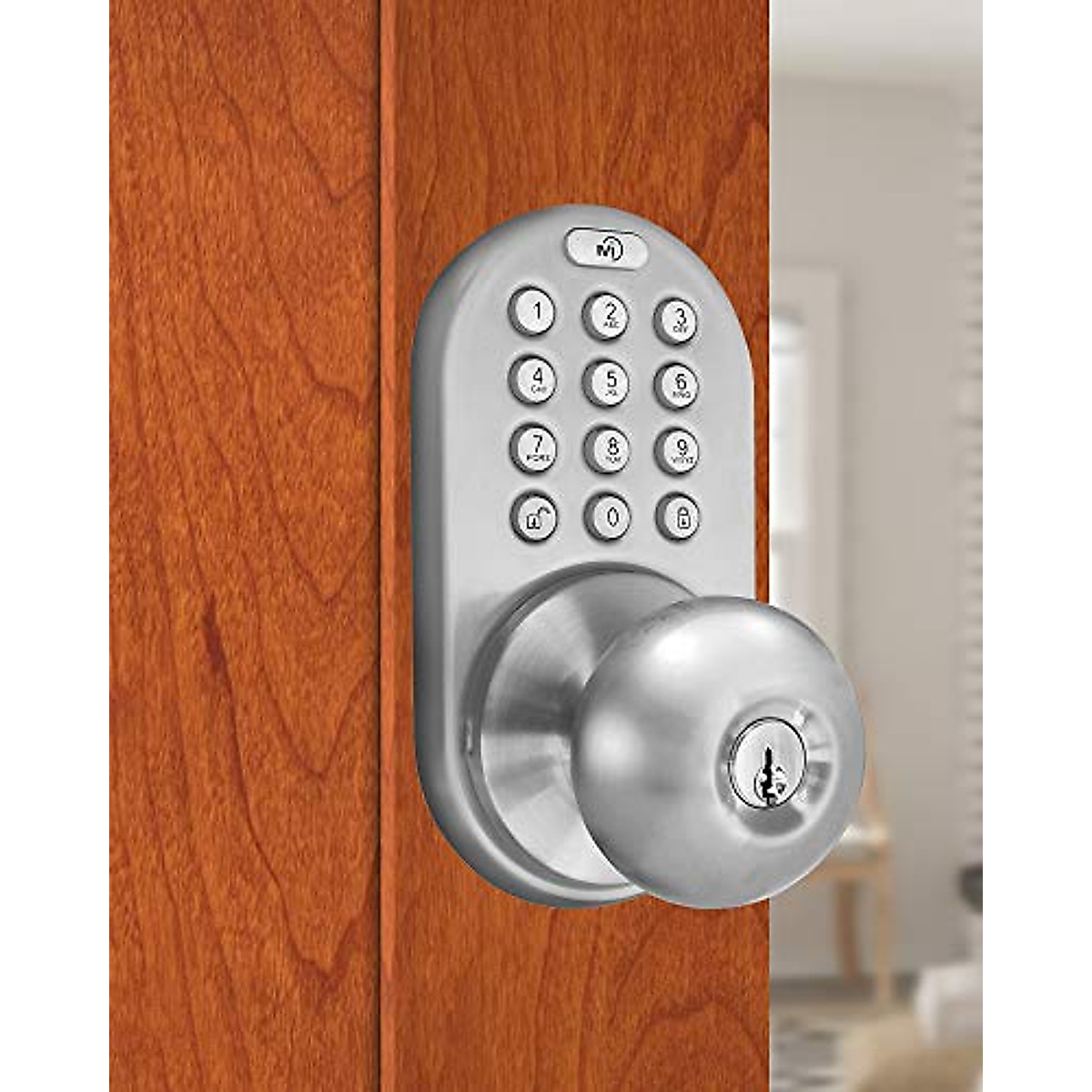 MiLocks DKK-02SN Indoor Electronic Touchpad Keyless Entry Door Lock, Satin Nickel