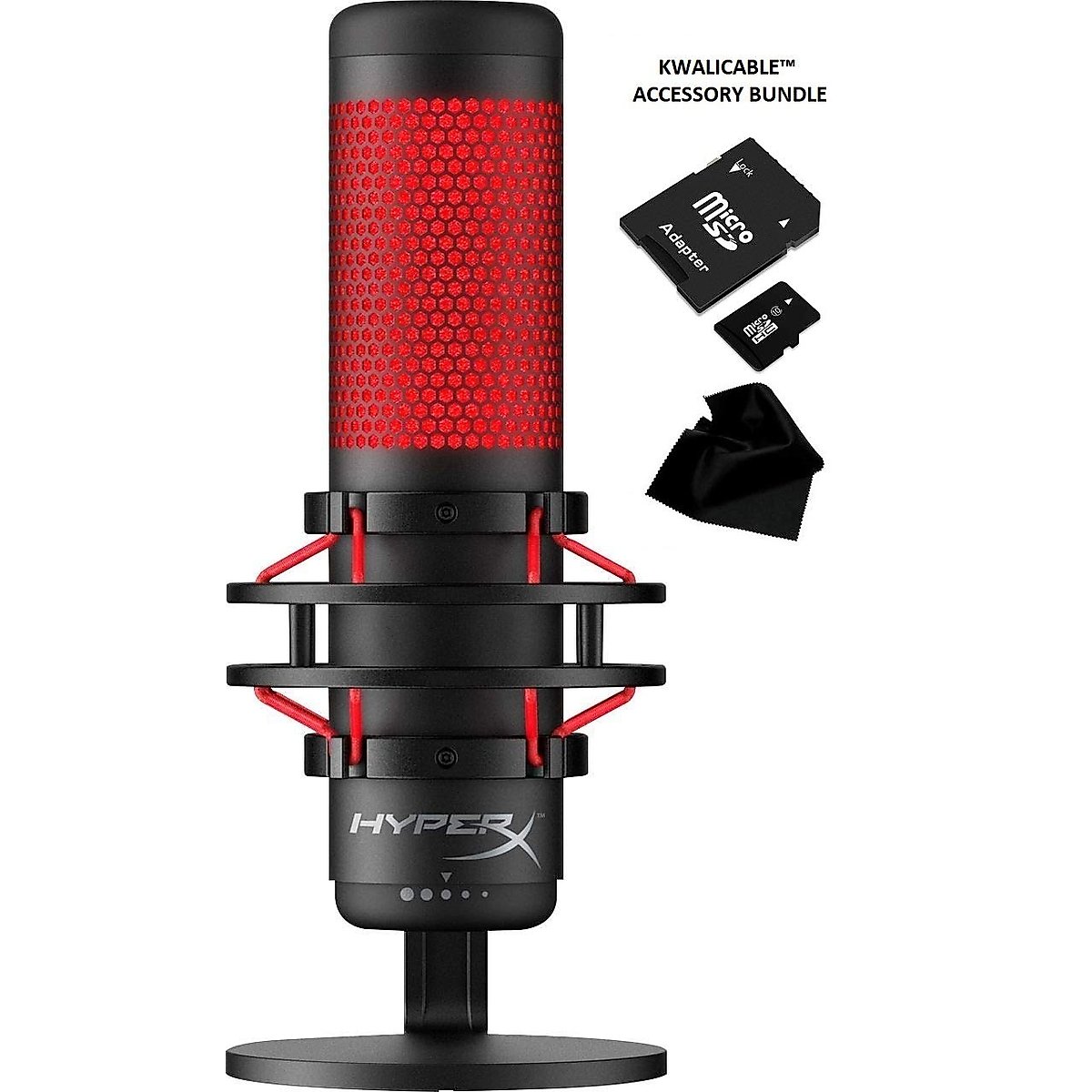 Newest HyperX - QuadCast USB Multi-Pattern Electret Condenser Microphone | 2020 Edition | for PS4, PC and Mac | Pop Filter | Anti-Vibration Shock Mount | | Red - Black | with KWALICABLE Bundle