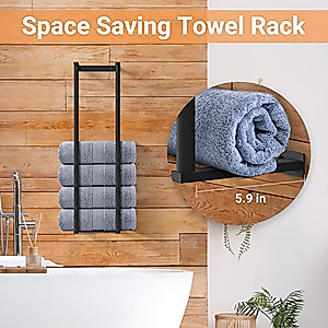 Upgraded Wall Towel Rack for Rolled Towels with 2 Hooks, Bathroom Towel Storage Wall Mounted, Modern Stainless Steel Wall Towel Rack for Small Bathroom Wall Organizer for Small RV Camper