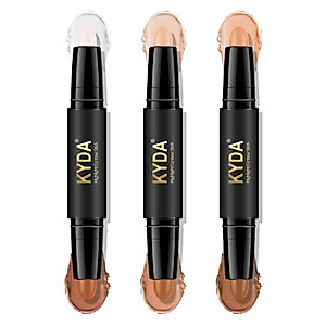 KYDA 6 Colors Highlight Concealer Contour Stick, 2 in 1 Body Makeup Shding Stick, Face Highlighters Sticks, Contouring Highlighting Foundation Shadow Cream Pen, 3 Pcs-Set A