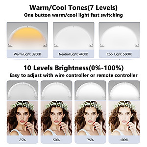 Gicrymil Half Moon Light for Nail Desk, 29in Half Moon Table Lamp Nail Desk Lamp with Wire Controller & Remote, Lash Light Lamp for Eyelash Extensions Tattoo PMU, 7 Cool/Warm Tones & 10 Brightness