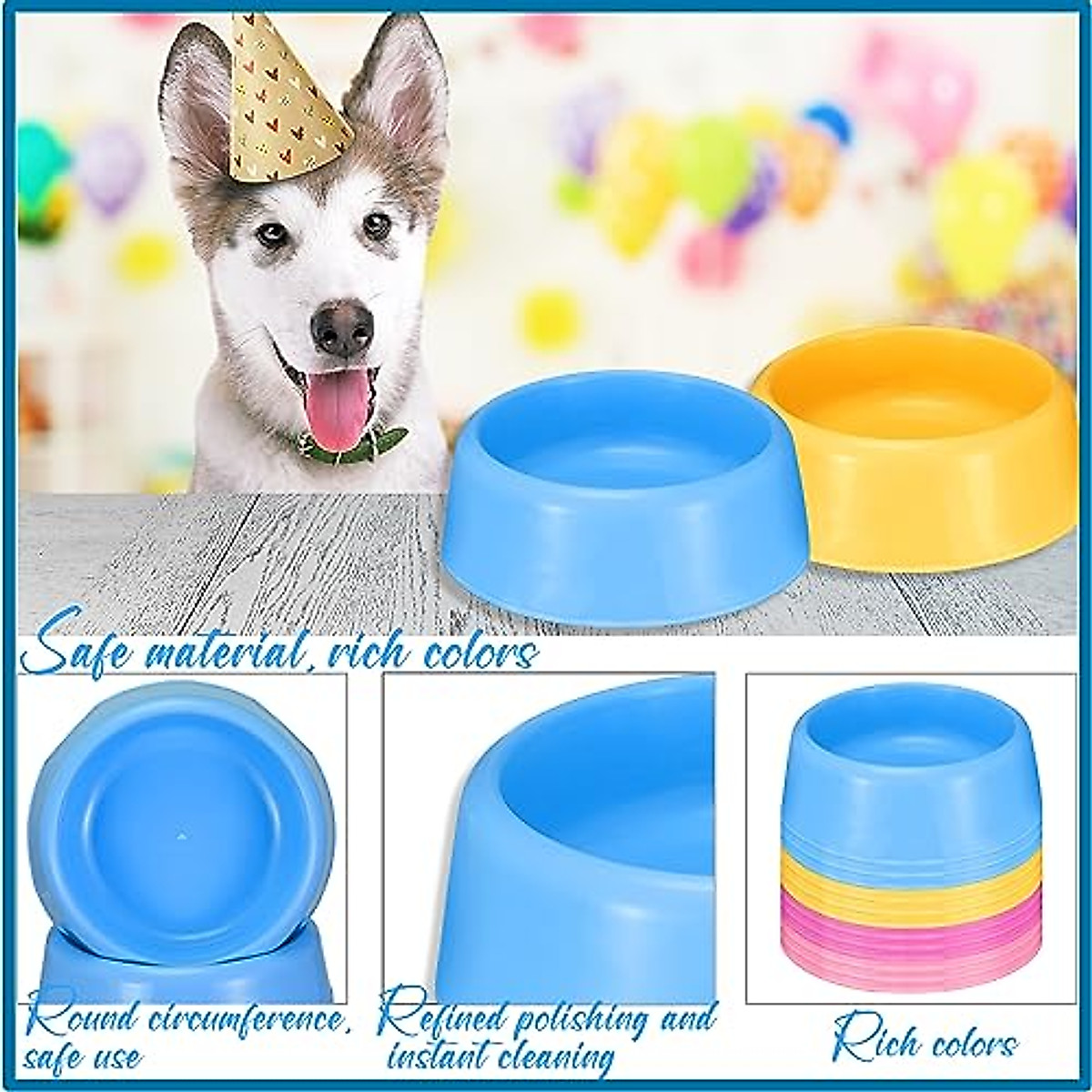 12 Pcs Plastic Dog Bowls Puppy Bowls for Dogs Birthday Party Paw Patrol Party Reusable Pet Bowls for Kitten and Puppy