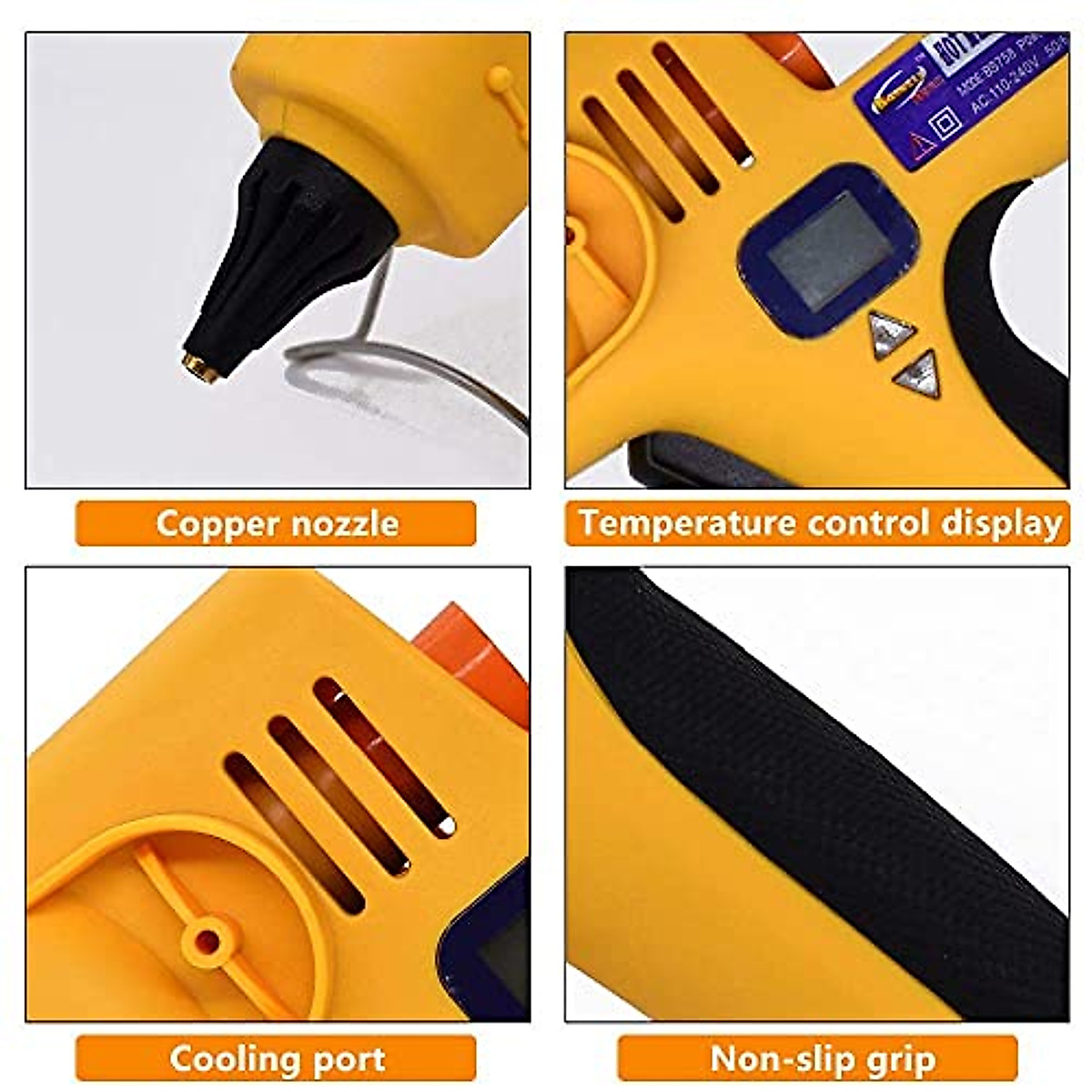 Professional Full Size Hot Glue Gun 500-watt High Temp Industrial Heavy Duty Glue Guns Temperature Adjustable with LED Digital Display Gift 3 Gun Tips & 0.43" Glue Sticks