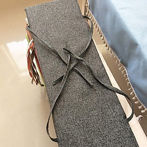 Cotton and Linen Bench Cushion,Solid Color Rectangular Long Seat Cushions Thick Not-Slip with Ties for Restaurant Tatami Bay Window Pad-Beige 150x40cm(59x16inch)