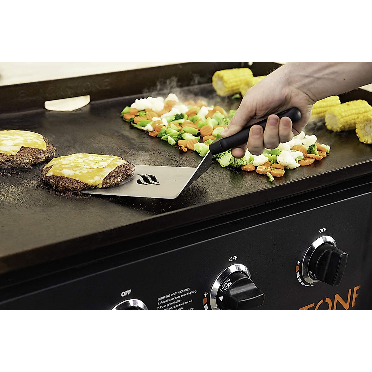 Blackstone Products 8066393 Stainless Steel Press & Sear Burger Kit44; Black & Silver - 3 Piece