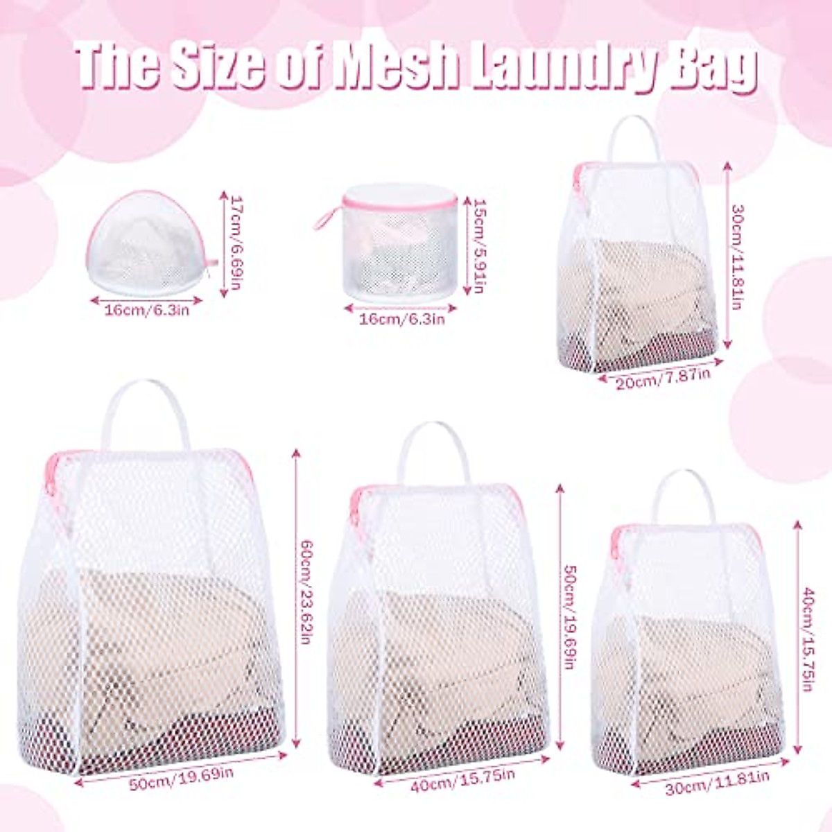 6 Pieces Mesh Laundry Bags Mesh Wash Bags with Bra Washing Bags for Laundry Lingerie Bags for Washing Delicates Bag for Washing Machine Laundry Mesh Bag for Blouse Garment Hosiery Sock Underwear