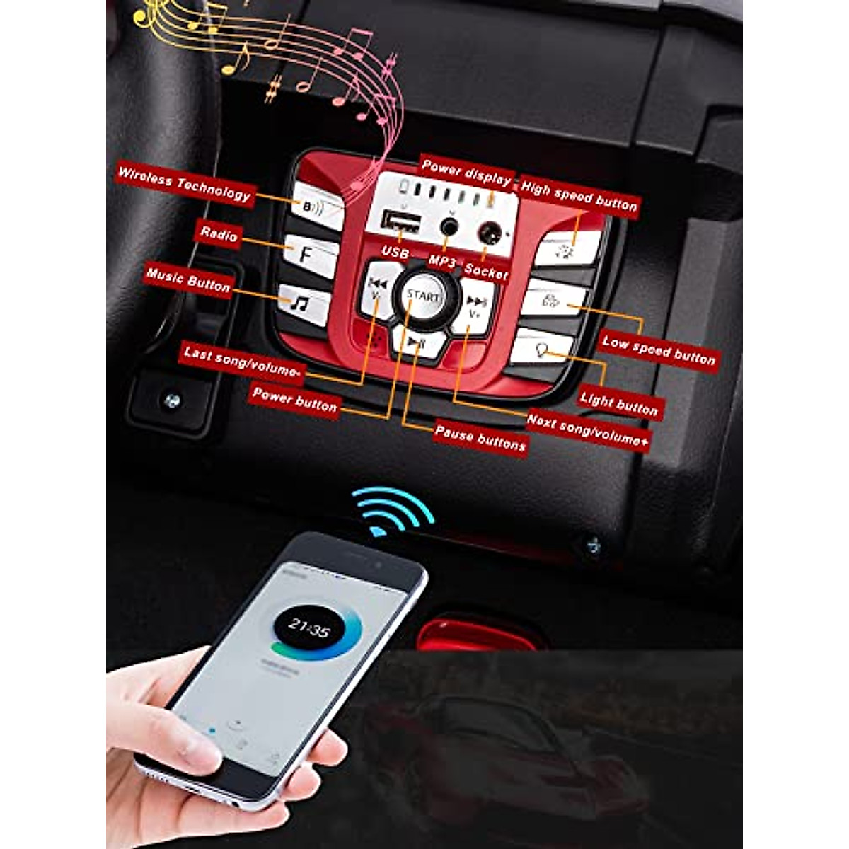 OTTARO 24V Ride on Cars 2 Seater, Electric Cars Vehicles for Adults and Kids, 4WD Ride on UTV Truck w/Remote Control, 25" Spacious Seat, 2 Safety Belts, Bright Light, Music Player,Bluetooth（Green）