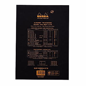 Rhodia Staplebound Pad No.18 - A4 (8.25 x 11.75 inches), Graph, Black