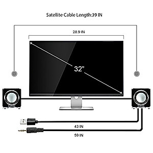 ARVICKA Computer Speaker, LED Accents USB Speaker Small Mighty Solid Wired Multimedia Speaker for PC Monitor Desktop Laptop Gaming Smartphones Tablets Projectors TVs, Black