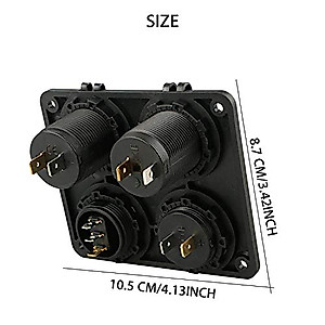 Linkstyle 4 in 1 Charger Socket Panel, 12V 4.2A Dual USB Charger Socket Power Outlet & LED Voltmeter & Cigarette Lighter Socket & LED Lighted ON Off Rocker Toggle Switch for Car Marine Boat RV Truck