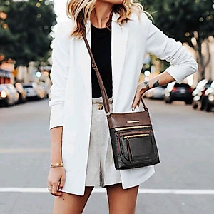 Dasein Crossbody Purse for Women Vegan Leather Shoulder Handbags Messenger Bags with Multi Zipper Pockets