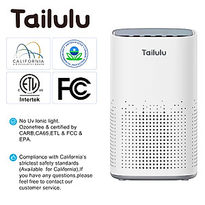 Air Purifiers for Home Large Room up to 1500ft²,Tailulu H13 True HEPA Air Cleaner with 360°Air Inlet, 15dB Air Purifier for Bedroom with Sleep Mode,Speed Control,Timer, for Odor Dust Smoke (white)