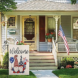 CROWNED BEAUTY 4th of July Patriotic Gnomes Garden Flag 12×18 Inch for Outside Double Sided Welcome Independence Memorial Day American Yard Flag CF124-12