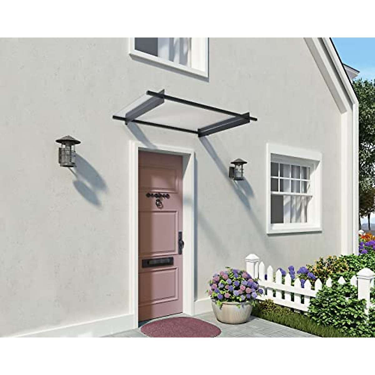 Palram - Canopia Nancy 1500 Door Awning - 5' x 3' - Gray/Clear