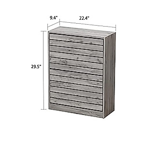 Homsee Modern Shoe Storage Cabinet with 2 Flip Drawers & Louver Doors, Wood 2-Tier Shoe Rack Storage Organizer for Entryway, Hallway & Bedroom, Grey (22.4”L x 9.4”W x 29.5”H)