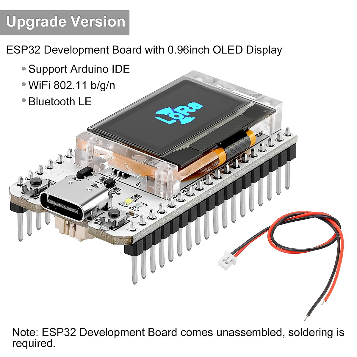 MakerFocus ESP32 OLED WiFi Kit V3 Integrated WiFi Bluetooth 2.4GHz PCB Antenna CP2102 Development Board with 0.96-inch OLED Display for Arduino Intelligent Scenes