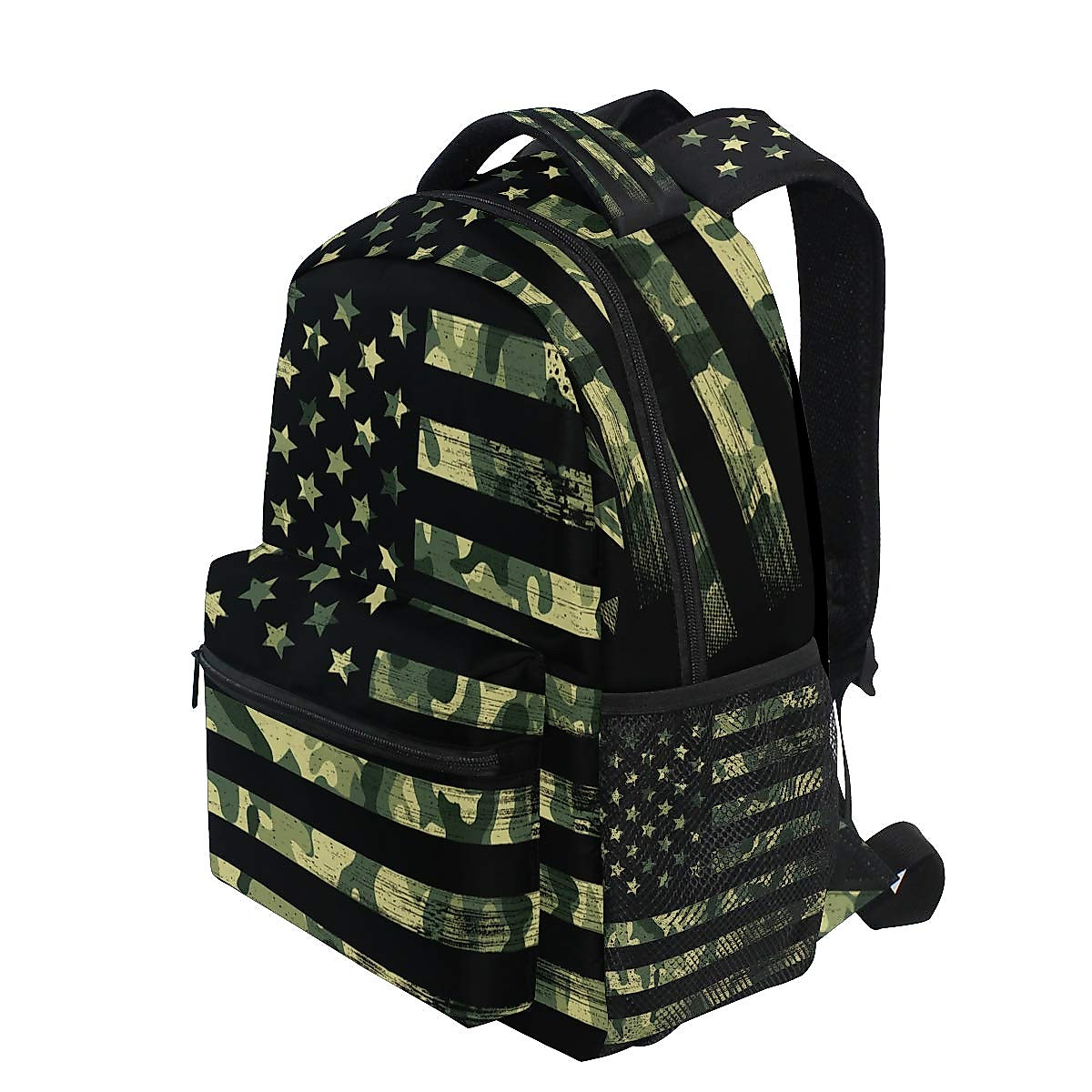 American Flag Camouflage Grunge Backpacks Travel Laptop Daypack School Bags for Teens Men Women