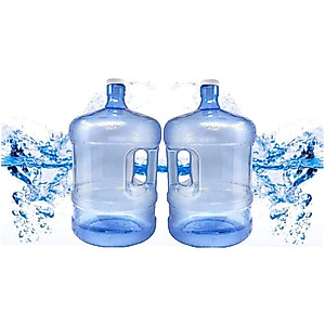 Lavo Home 2 Pack 5 Gallon Plastic Water Bottle Container with Cap & Carrying Handle - BPA Food Grade For Emergency Storage