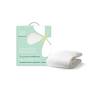 Lullaby Earth Breathe Safe Air Breathable Crib Mattress Pad, Removable Mattress Cover with Waterproof Layer for Baby and Toddler Beds, Standard Crib Size