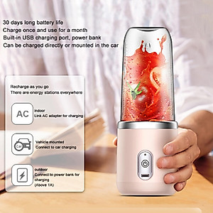 Personal Blender for Shakes and Smoothies with Travel Lid, 13.5Oz Portable Blender Shaker, USB Rchargeable Mini Blender Fruit Juicer Cup with 6 Blades for Kitchen,Home,Travel