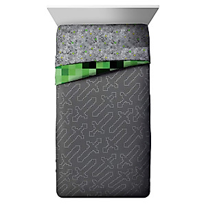 Jay Franco Minecraft Creeper 4 Piece Twin Bed Set (Offical Product)