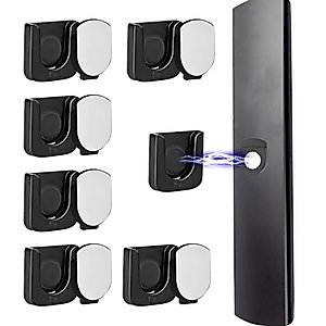 KALIONE 6 Pack Magnetic TV Remote Control Holder for Fan, Air Conditioner Remotes Holder with Self-Adhesive Back (Black)