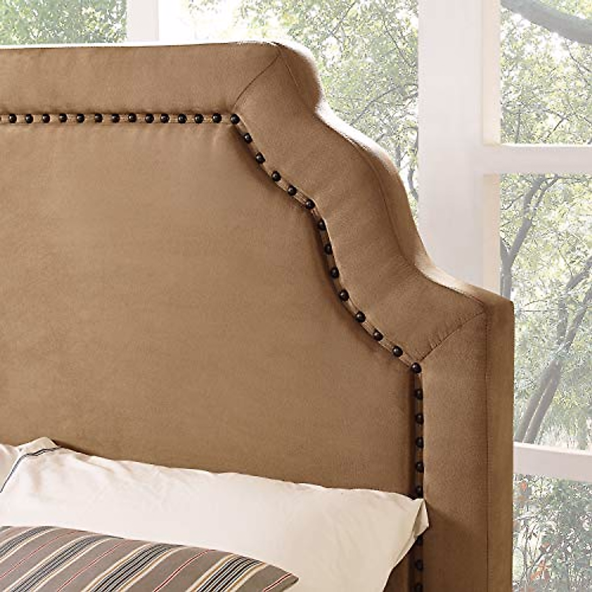 Crosley Furniture CF90009-501CM Loren Keystone Upholstered Headboard, Full/Queen, Camel Microfiber
