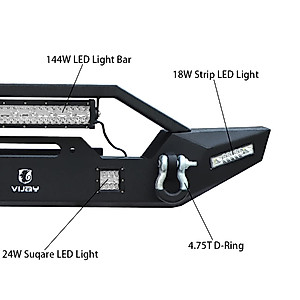 LUYWTE New Black Powder Coated Steel Front and Rear Bumper With Tire Carrier&Oil Drum Rack&6XLED Lights&4XD-Rings For 1997-2006 Wrangler TJ
