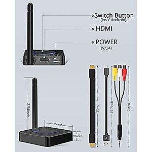 Wireless Display Adapter, HDMI/TV Display Adapter, No Setup or APP, Supports Miracast, Airplay, DLNA, for iPhone iOS, Android, Windows, Mac OS Casting/Mirroring to TV/Projector/Monitor