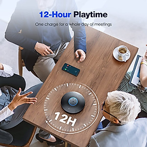 Bluetooth Speakerphone - EMEET M2 Max 48kHz Professional 4 HD Mics Conference Speaker up to 15 People, VOICEIA Noise Reduction & Enhanced 360° Voice Pickup, USB Dongle Daisy Chain For Home Office Gray