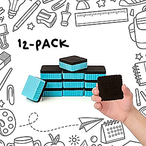 Impresa Mini Magnetic Dry Erase Erasers for Kids and Adults - 12 Pack - Whiteboard Erasers for School, Home, and Office - Classroom Supplies (2x2 Inches)