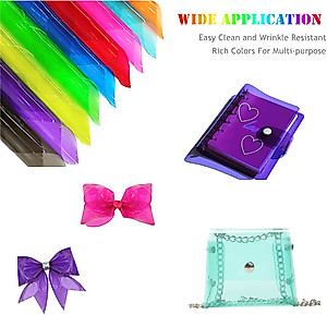 XHT 9 Pcs Clear PVC Vinyl, 21cmx30cm Fluorescent Solid Color Transparent Waterproof Film for Hair Bows Earrings Crafts