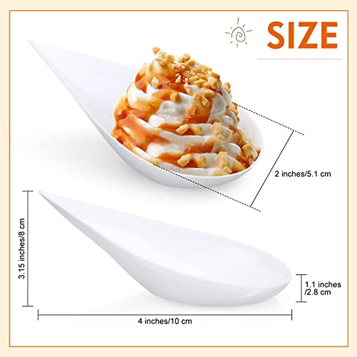 300 Pcs 4 Inch Tear Drop Mini Appetizer Plates Plastic Spoons Catering Supplies Small Mini Spoons Tasting Spoons Appetizer Dishes Mini Dessert Bowls Dessert Spoons Disposable Spoons for Party (White)