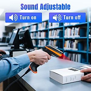 Tera Upgraded USB 2D QR Barcode Scanner Wired, Officially Certified Dustproof Shockproof Waterproof IP65 Ergonomic Handle Fast and Precise Scan for Windows Linux Plug and Play Model D5100Y