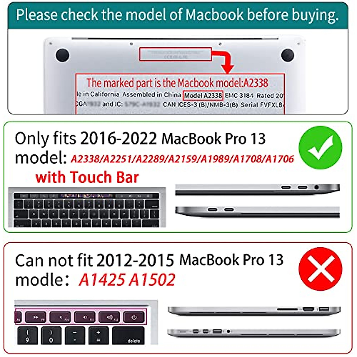 Teryeefi Case Cover for MacBook Pro 13 Inch 2022 2021 2020 2019 2018 2017 2016 Release A2338 M2 M1 A2289 A2251 A2159 A1989 A1706, Frosted Hard Shell +Keyboard Cover Skin + Screen Protector, Chalk Pink