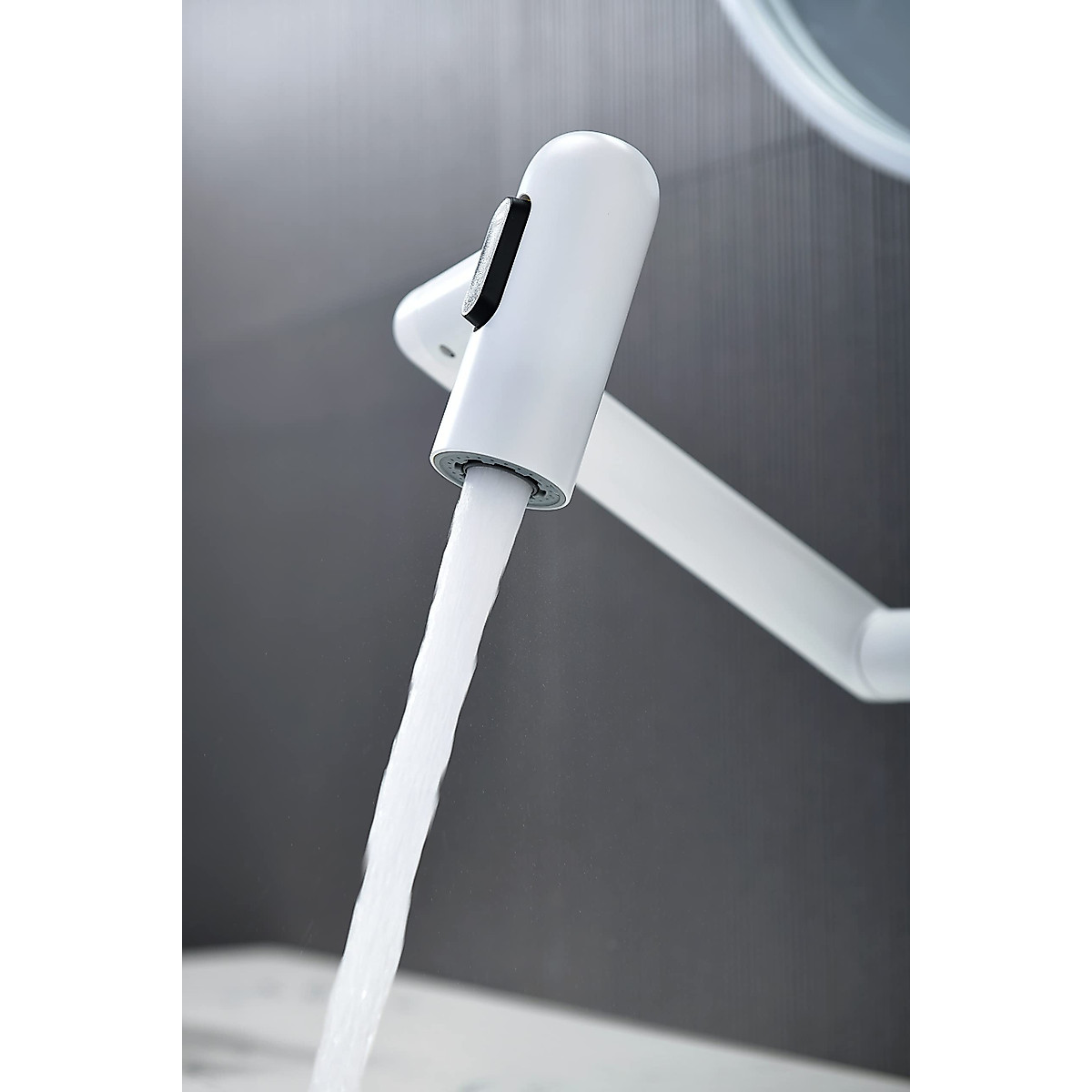 Lefton Rotatable Bathroom Faucet with Temperature Display in Fahrenheit (Batteries-Free), 3 Water Outlet Modes, White, BF2204-4