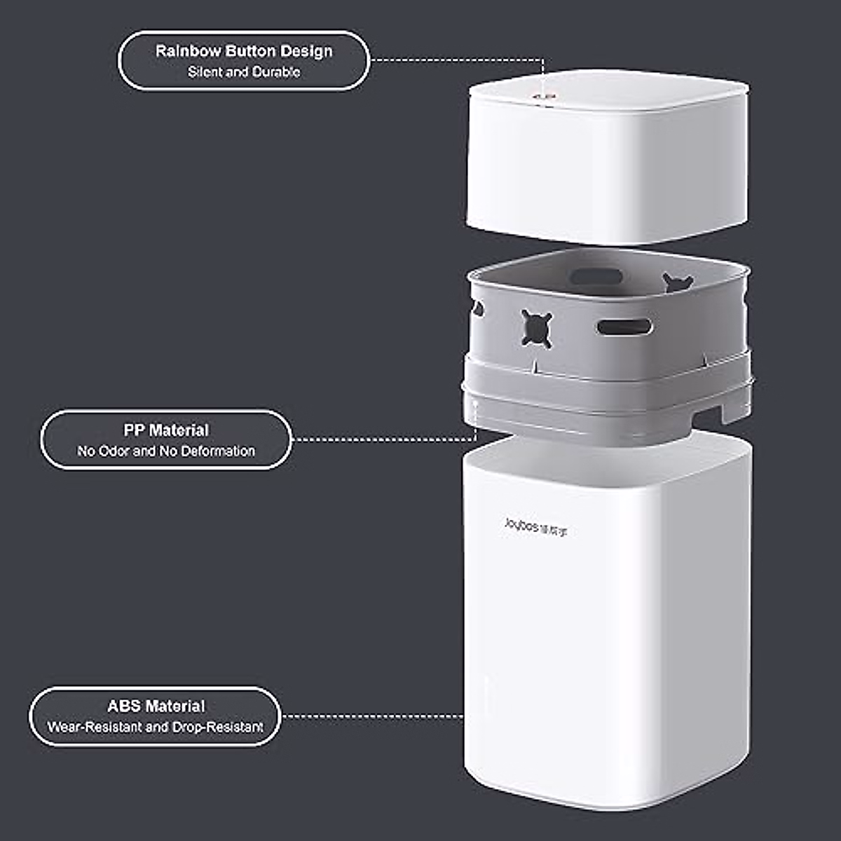 funest Bathroom Trash Can with Lids, 2.6 Gallon Small Plastic Garbage Cans with Press Pop-up Top Lid, Slim/Narrow Office Rubbish Can, Dog/Cat-Proof Trash Bin, Waterproof Wastebasket, White