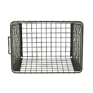 Spectrum Diversified Macklin Basket Steel Storage Bin Bone Design, Pet Accessory Organizer with Rust-Resistant Finish, Dog Toy Organization & Storage, Medium, Industrial Gray