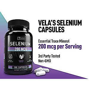 Selenium Capsule Supplement | 200mcg | Support Healthy Antioxidant, Immune, Reproductive,and Thyroid Health* | Non-GMO, 3rd Party Tested | 200 Capsules