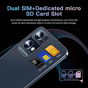 ARGIN Unlocked Smarthones, Android 7.1 Cell Phone 2+8GB 5.0 Inch Mobile HD Camera Touch Screen Dual SIM Cellphone Smart for Father Childrens Gift, Black, One Size