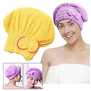 Hair Drying Towel Wrap, Coral Fleece Dry Hair Cap for Women and Men, Fast Drying Hair Turban Soft, No Frizz Hair Wrap Towels for Women Wet Hair, Curly, Longer, Thicker Hair