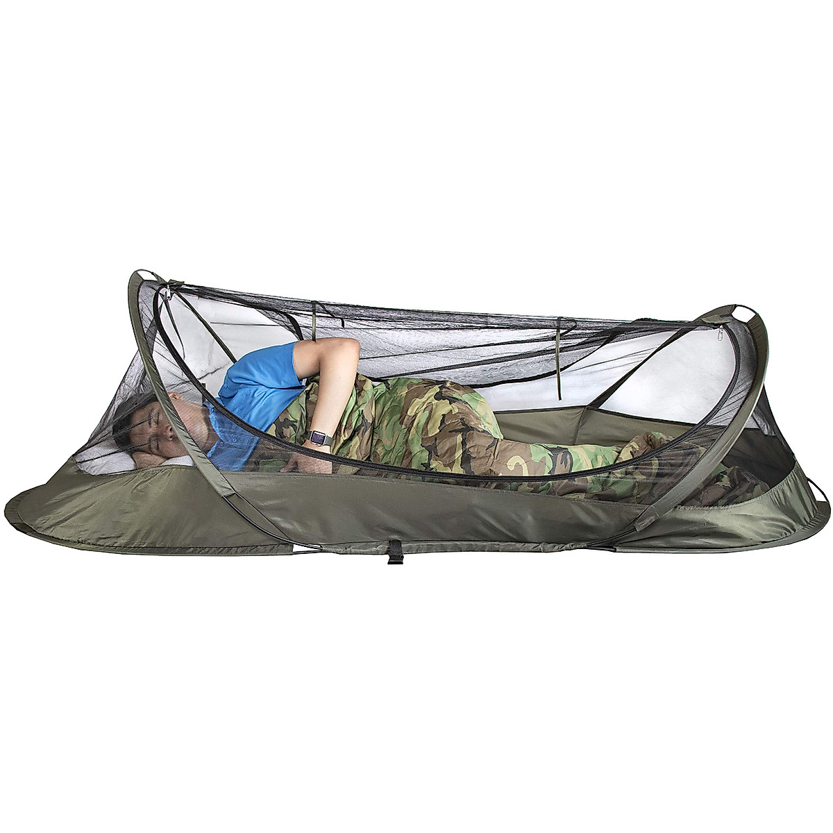 Bivy Tent Sleeping Net System for Outdoors, Camping, Home and Mesh Protection (OD Green)